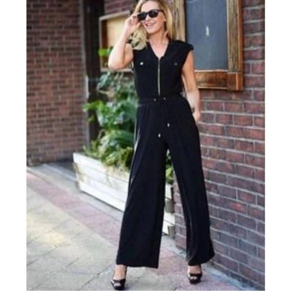 Emma & Michele | Pants & Jumpsuits | Emma Michele Black Sleeveless Wide ...